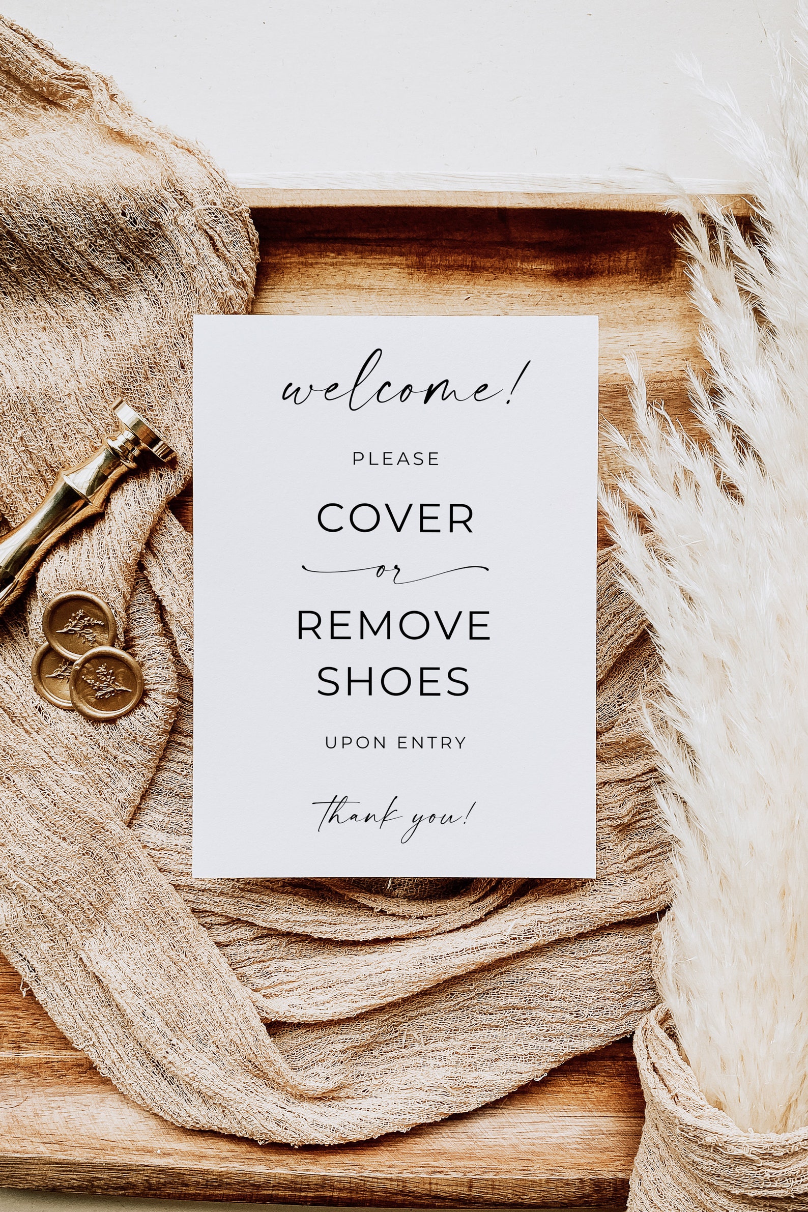 Welcome Remove or Cover Shoes Sign, Welcome to Our Open House Sign ...