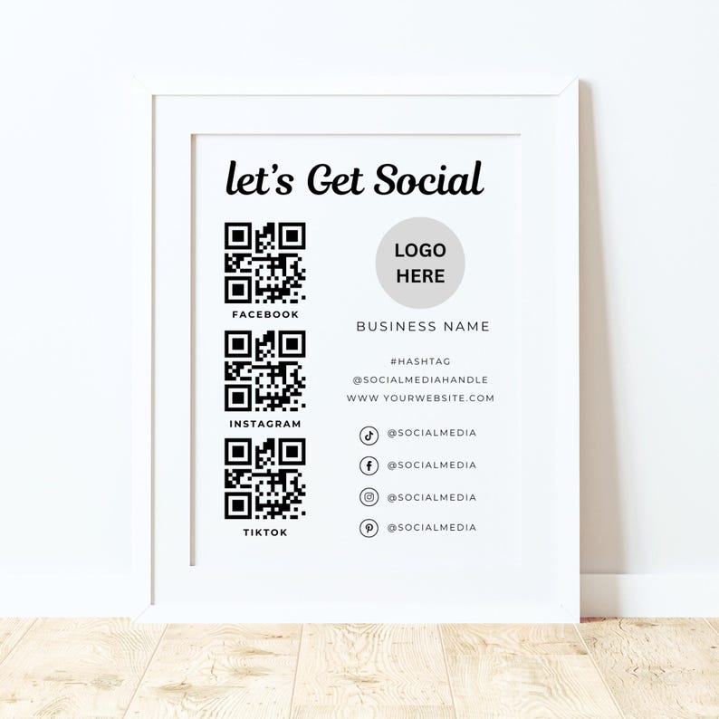Social Media Sign: Scan to Connect - Editable Canva Template (5x7, 8x10 ...