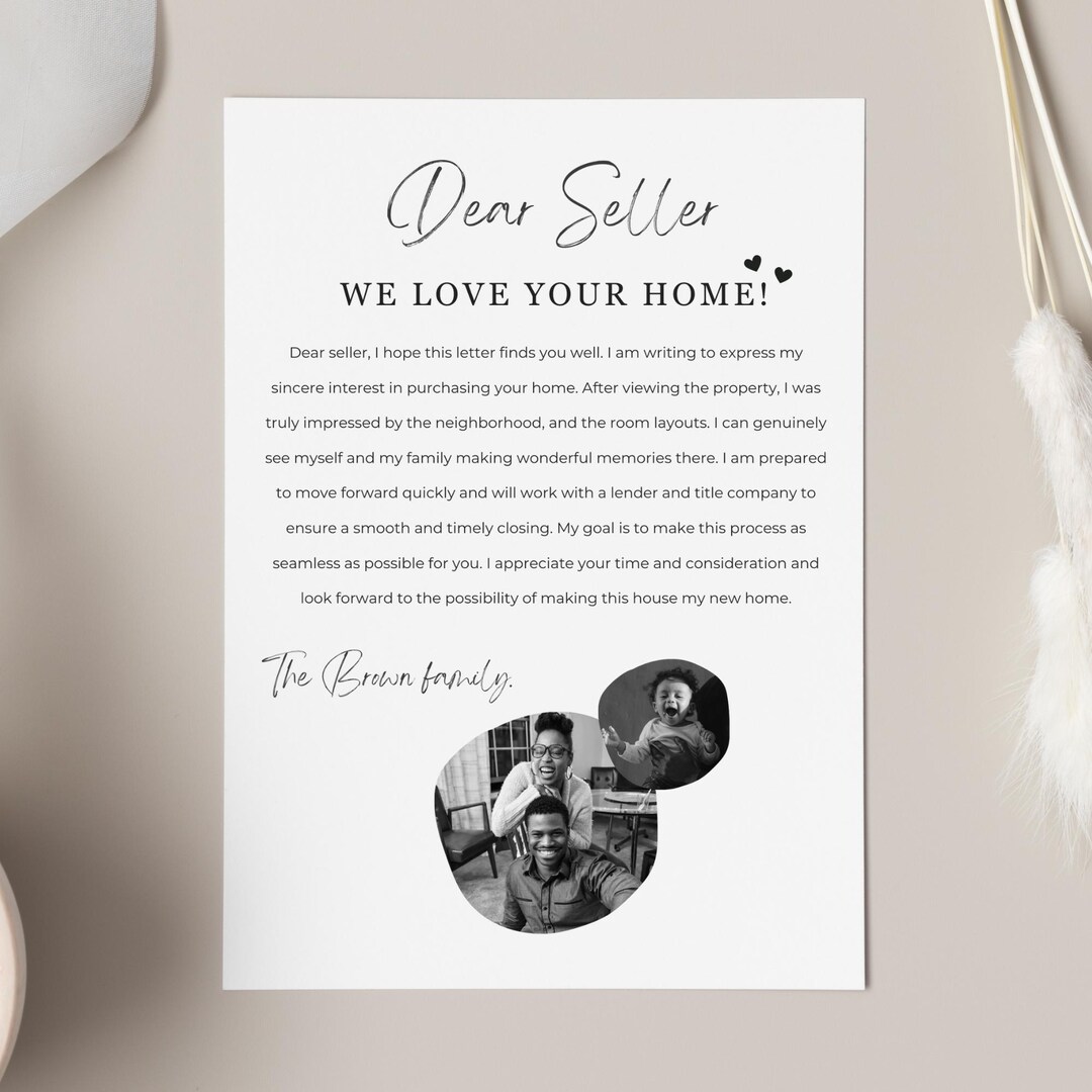 Printable Home Offer Letter Editable, Dear Seller Letter, Letter to ...