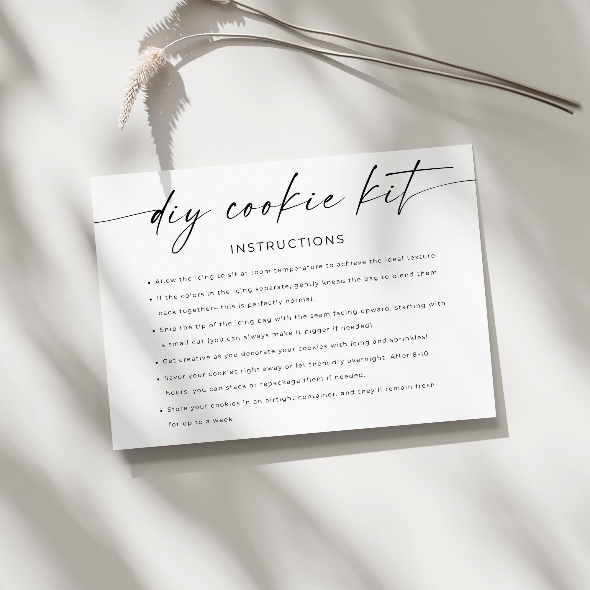 Diy Cookie Kit Instructions, DIY Cookie Box Instructions Card, Cookie ...