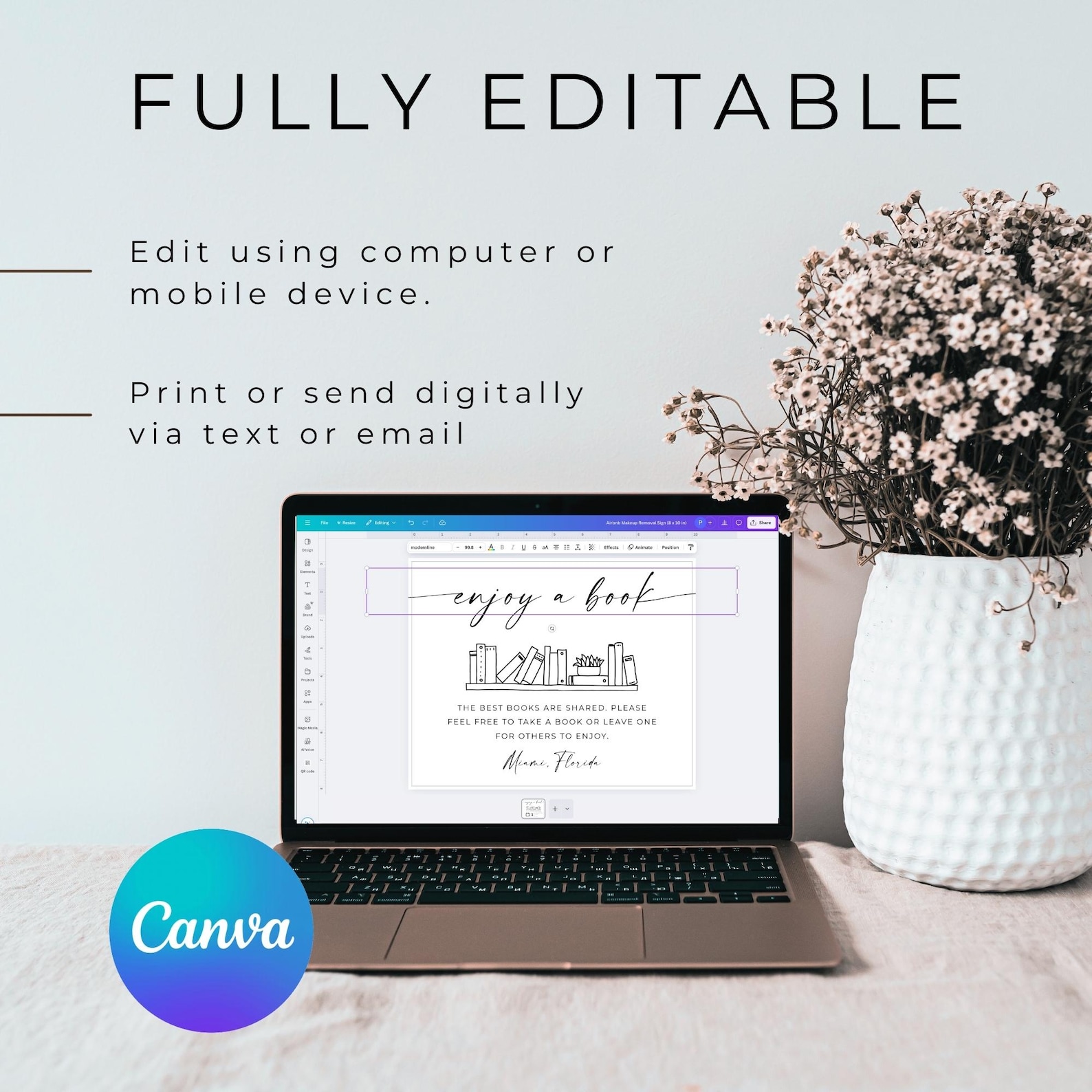 Editable Airbnb Library Sign, Book Sharing Template, Airbnb Library ...