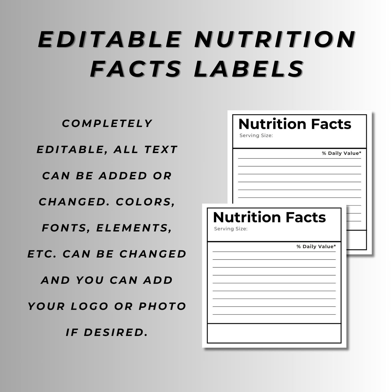Blank Fillable Nutrition Facts, Nutrition Label Template, Nutritional ...