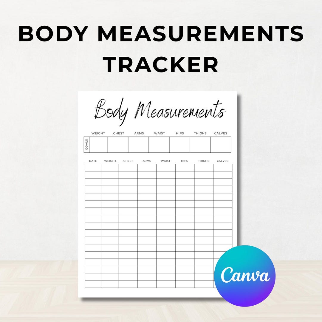 Body Measurements Tracker, Fitness Progress Sheet Template, Body ...