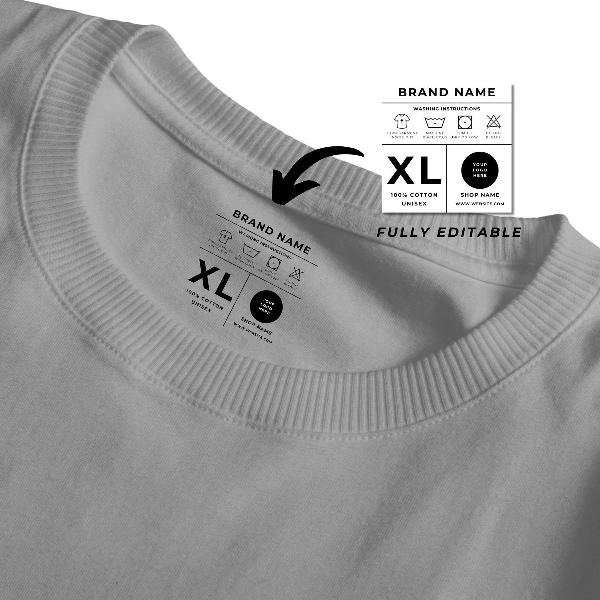 Clothing Neck Label Template: Custom Washing Instructions (canva File ...