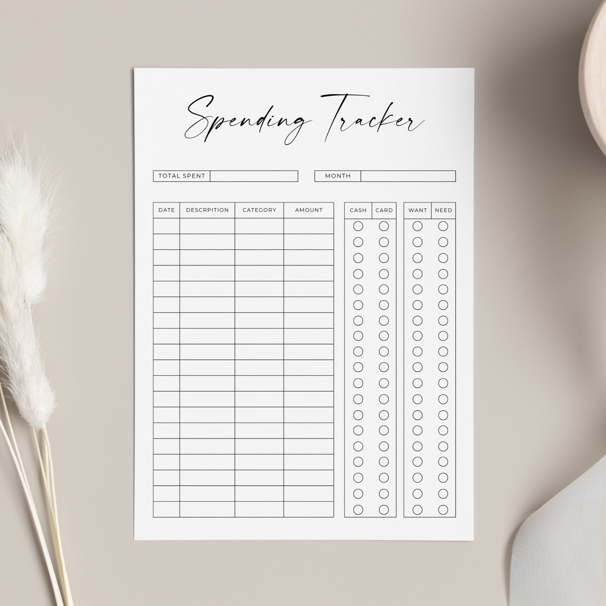 Spending Tracker Printed, Spending Log, Finance Tracker, Expense ...