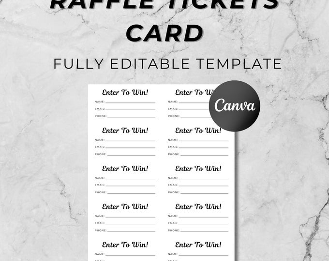 Modern Printable Raffle Ticket Template for Canva Editable Custom Draw ...