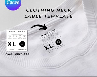 Clothing Neck Label Template, Custom DIY, Canva, Editable Template ...