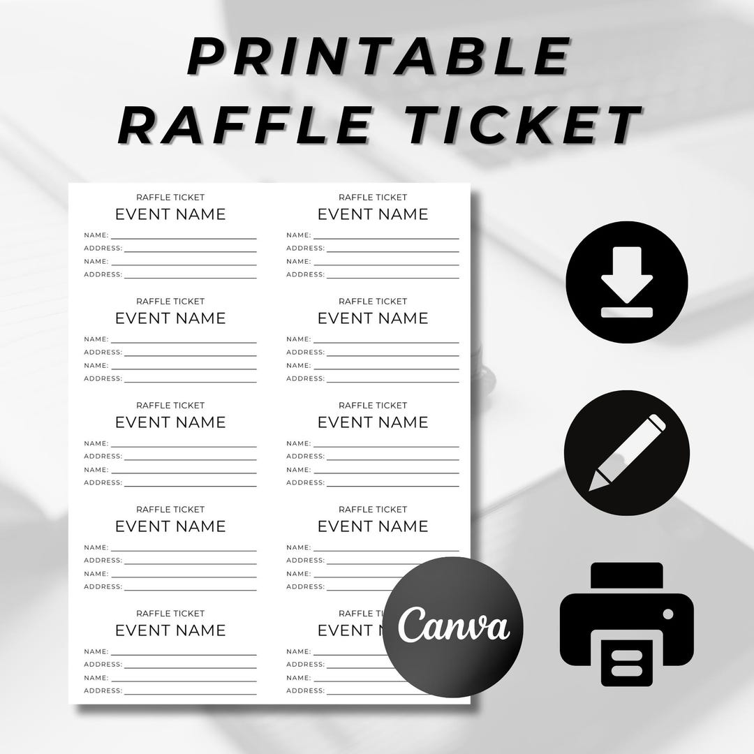 Raffle Ticket Template, Raffle Ticket Form, Enter to Win Ticket ...