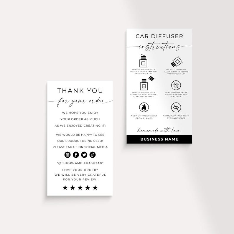 Car Diffuser Care Card Template: Small Business Thank You (canva ...