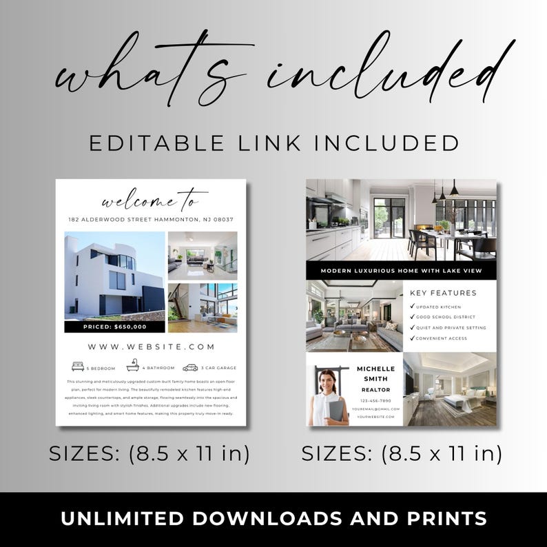 Real Estate Flyer Template: Just Listed, Modern Design (canva Editable ...