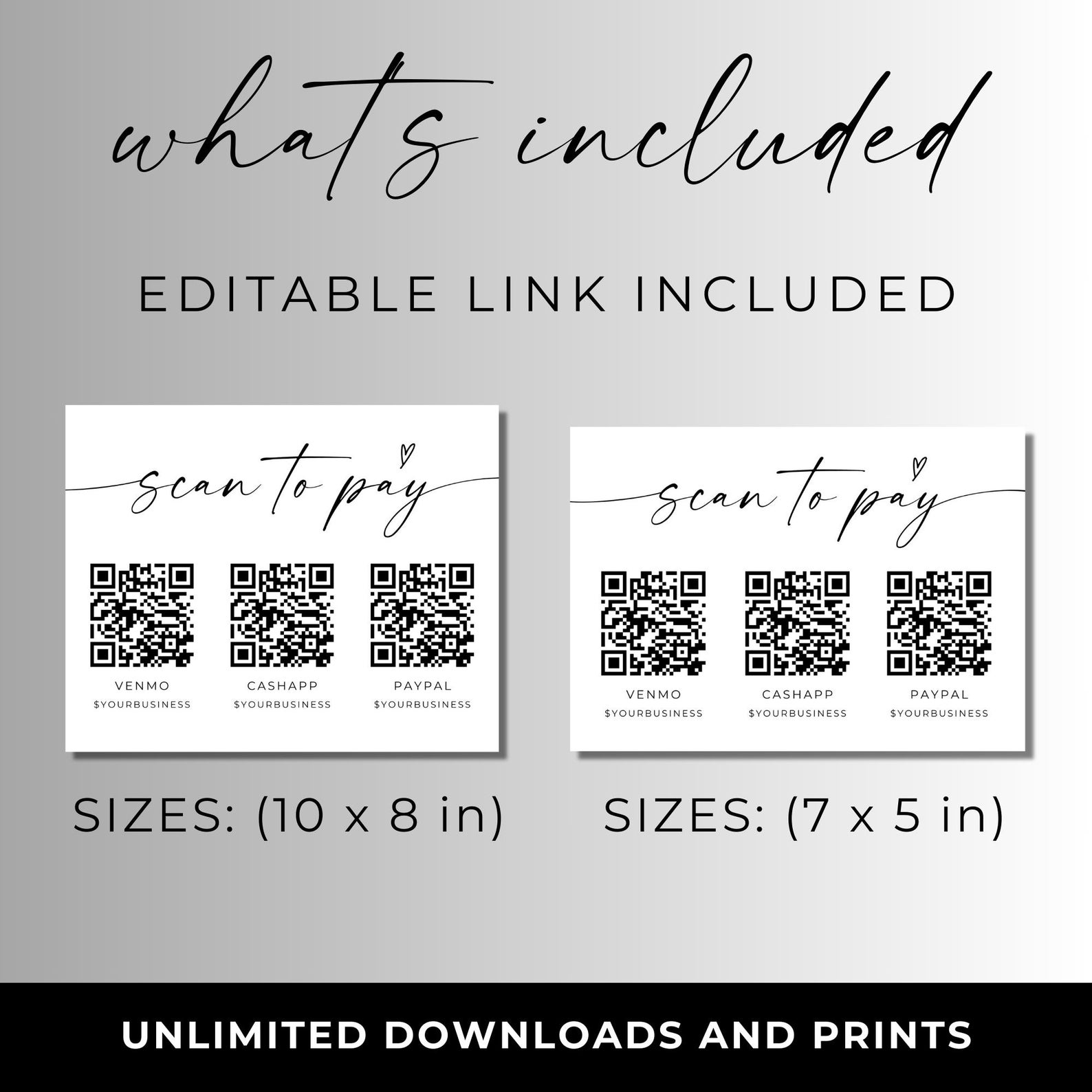 QR Code Sign Business Scan to Pay, Editable QR Code Sign, Small ...