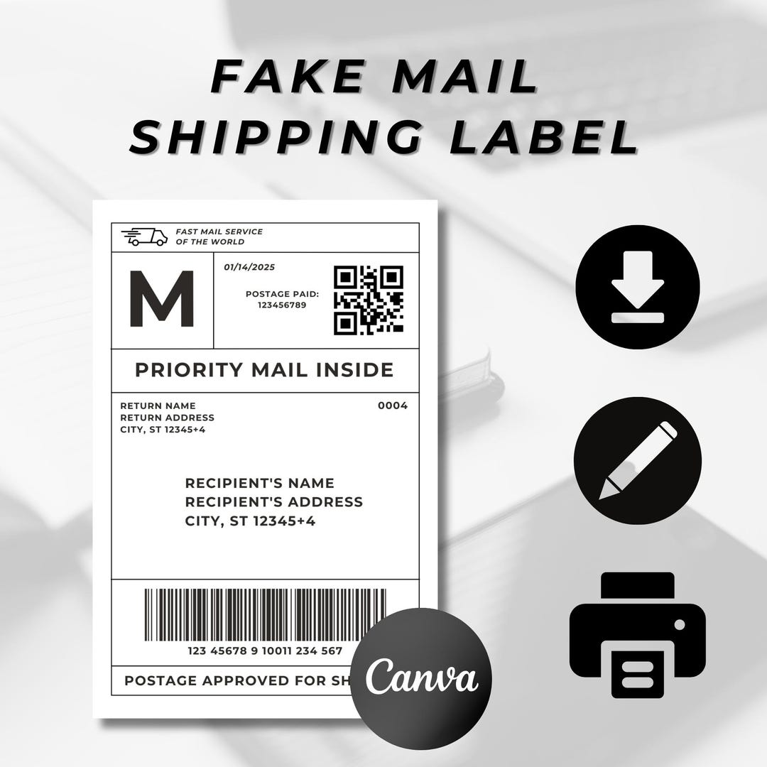 Editable Shipping Label Template: Personalized Mail Label (canva ...