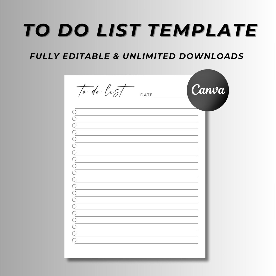 To Do List Template, Simple Tasks List Template, Printable to Do List ...