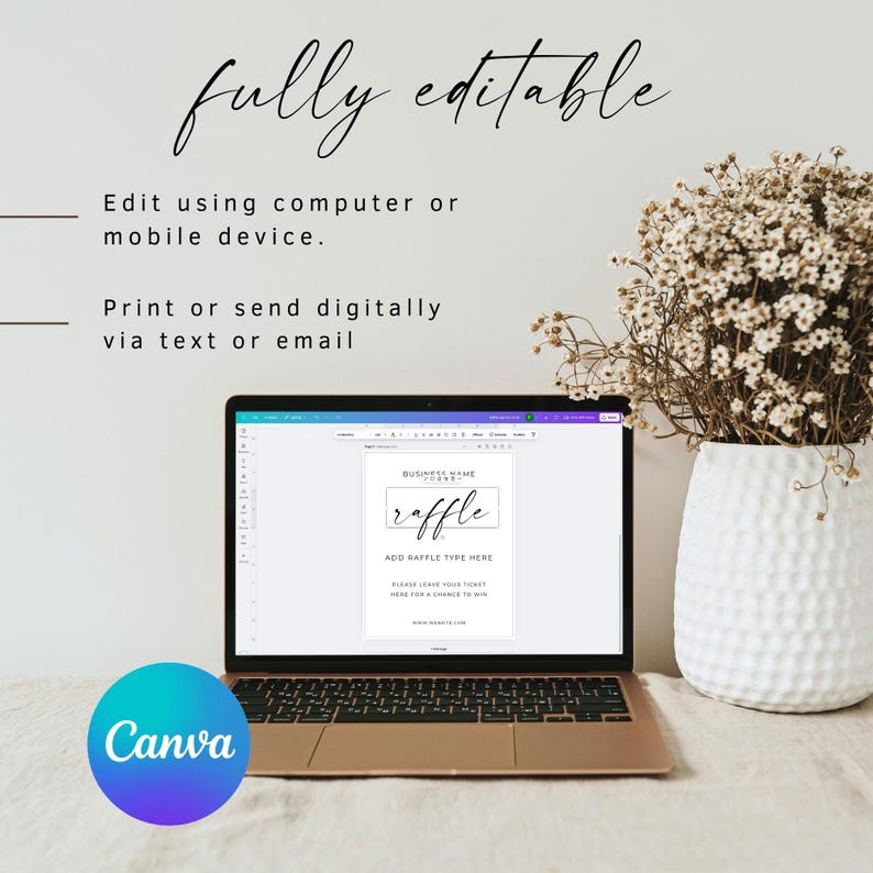 Editable Raffle Sign, Minimalist Enter to Win, Printable Business Prize ...