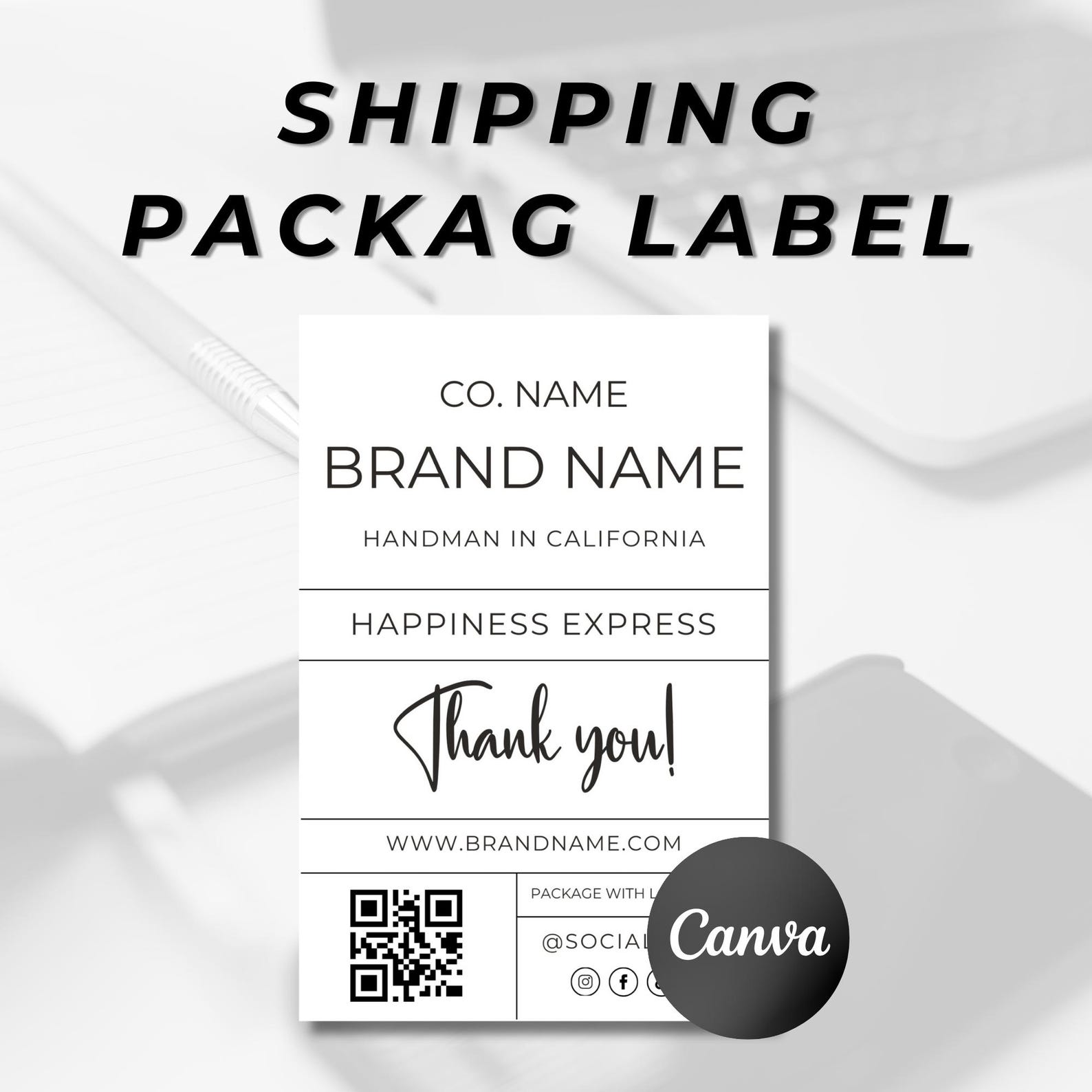 Shipping Label Thank You Template, Custom Labels for Shipping Boxes ...