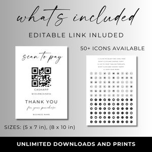 QR Code Sign Business Scan to Pay, Editable QR Code Sign, Small ...