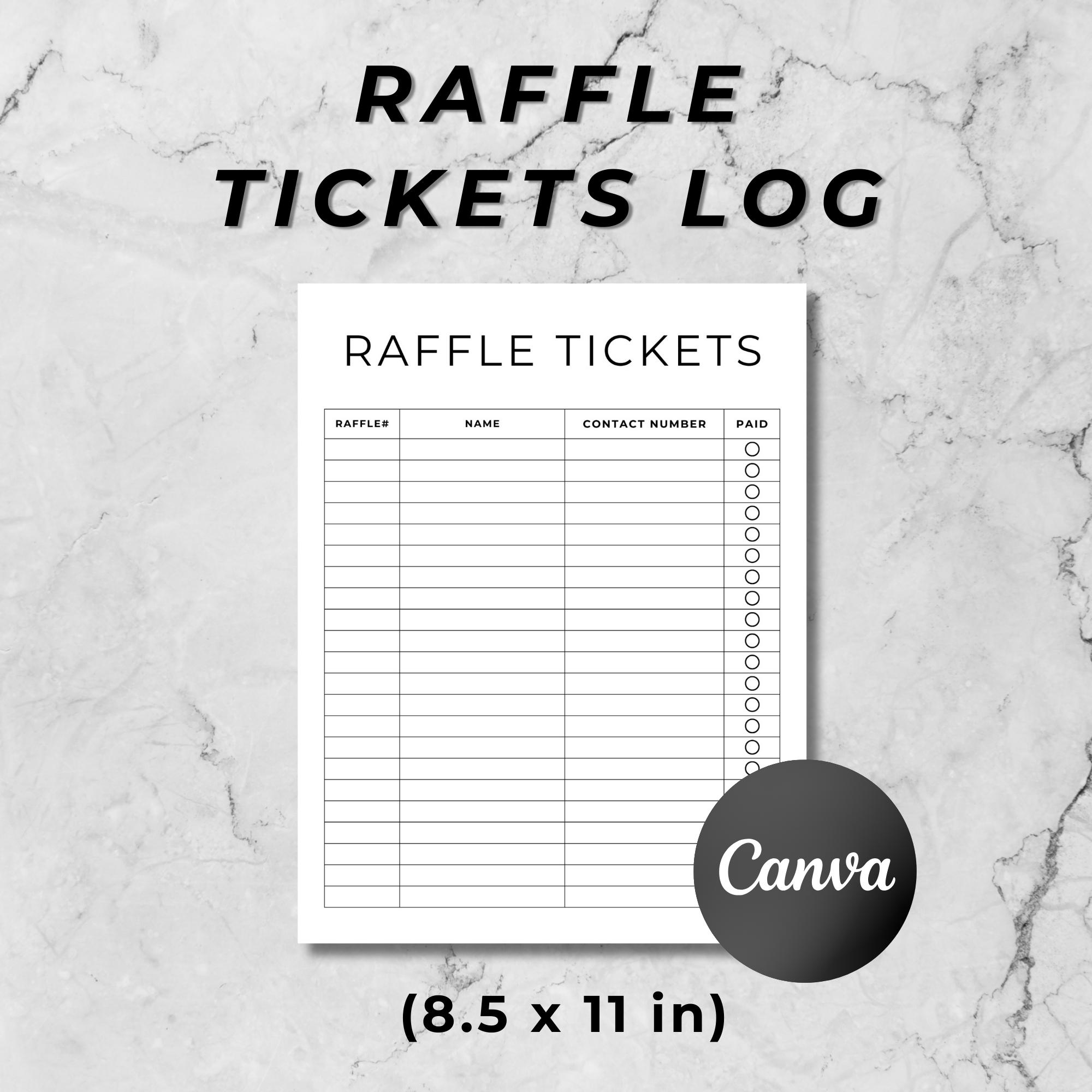 Raffle Tracker Template, Ticket Sales Tracker, Raffle Log, Raffle ...