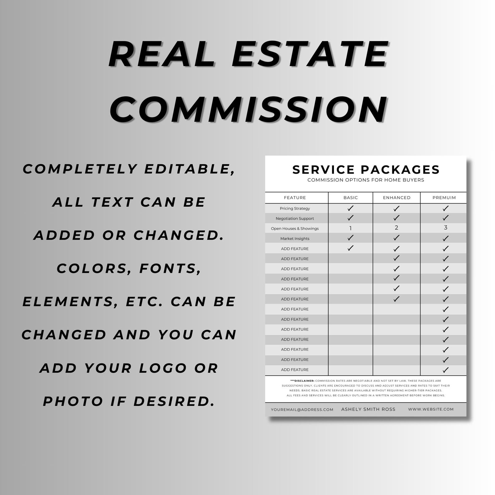 Real Estate Buyer Commission Template: Agent Marketing (canva Editable ...