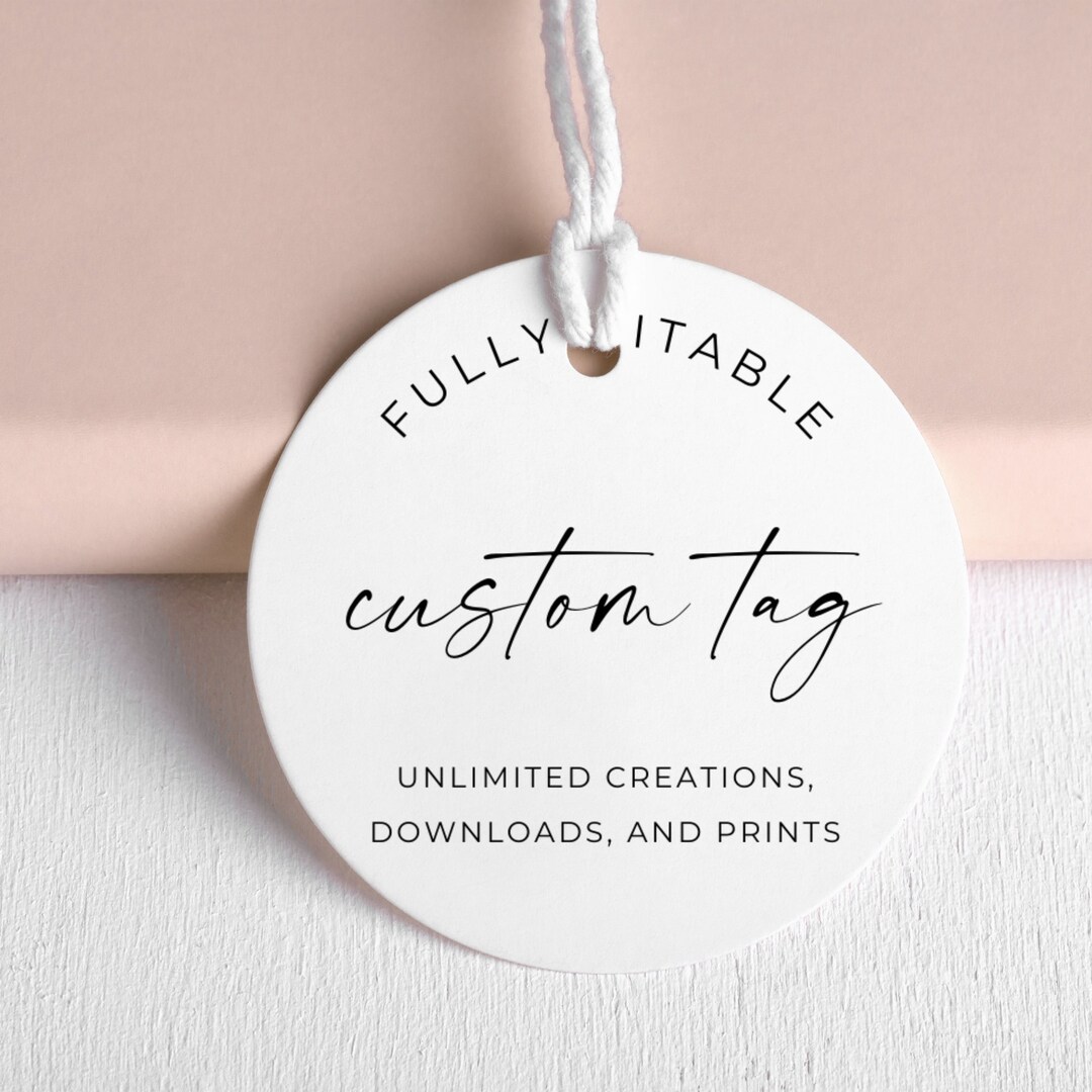 Custom Printed Business Round Tags, Editable Minimalist Round Tags ...