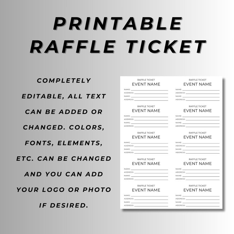 Raffle Ticket Template, Raffle Ticket Form, Enter to Win Ticket ...
