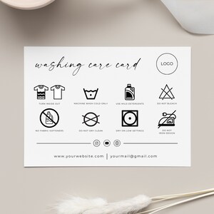 Washing Instructions Care Card, T-shirt Insert Card, Etsy Shop ...