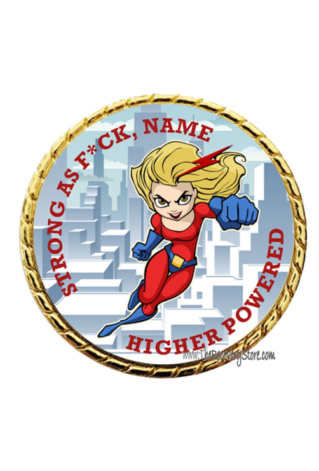Custom Strong as F*ck – Female Superhero Medallion - Recovery Milestone ...
