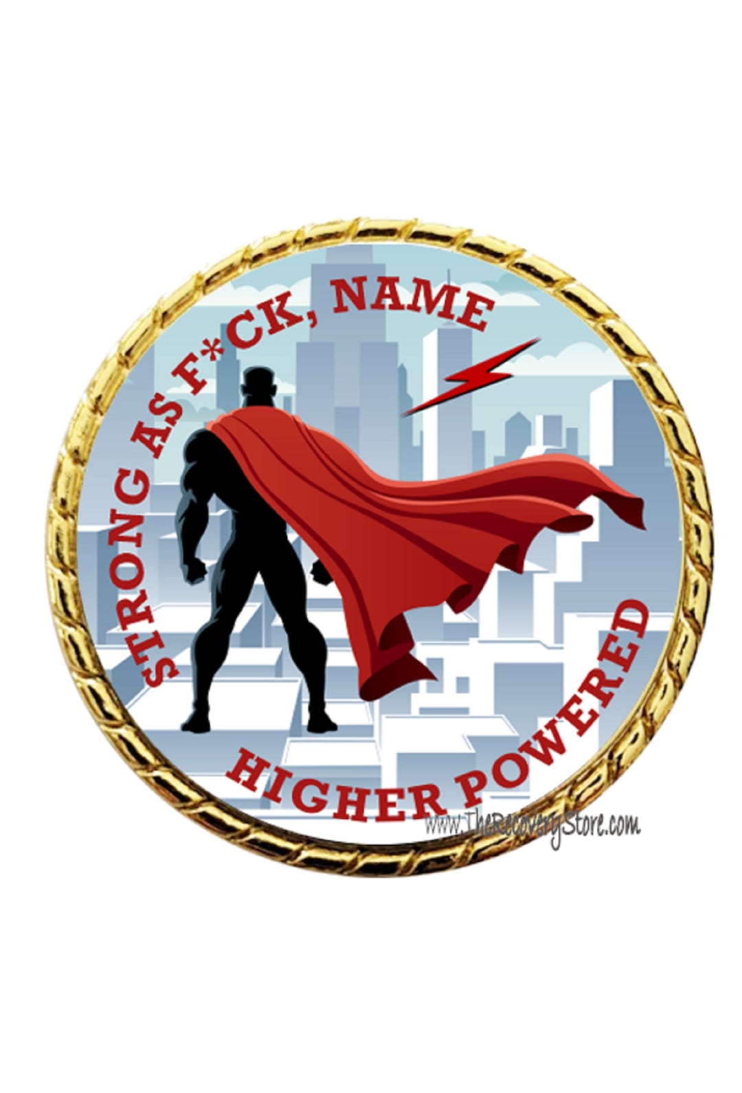 Custom Strong as F*ck – Male Superhero Medallion - Recovery Milestone ...