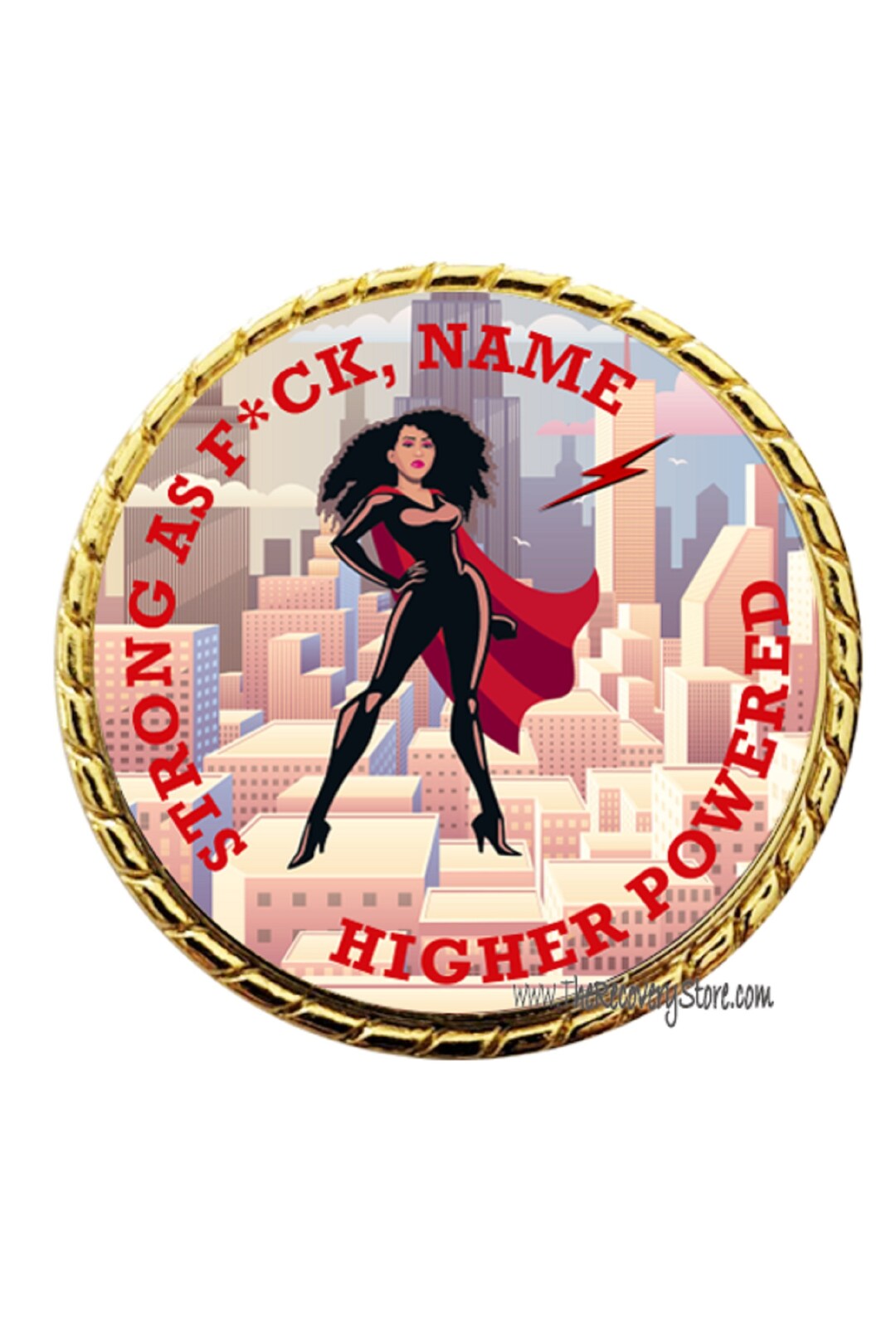 Custom Strong as F*ck – Female Superhero Medallion - Recovery Milestone ...