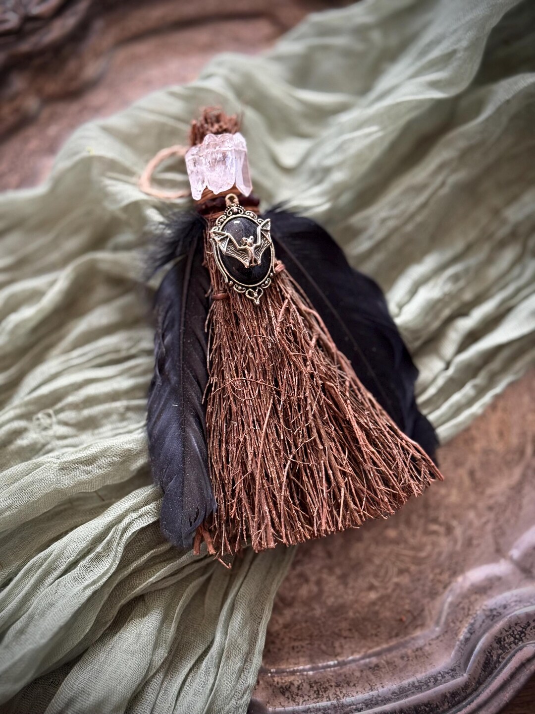 Gothic Bat Witch's Altar Besom | Cinnamon Scented Altar Broom | Bat ...