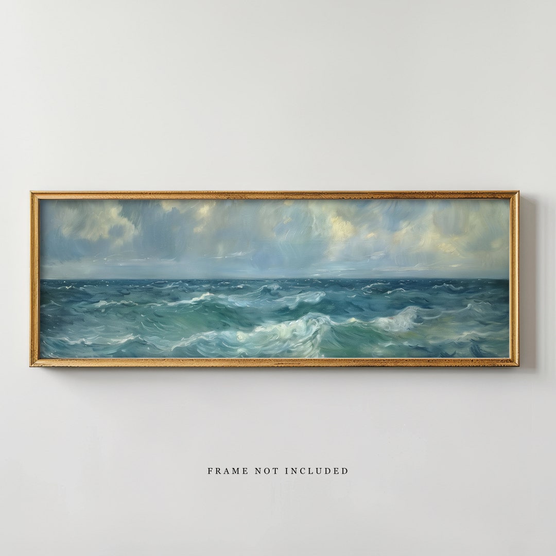Vintage Ocean Painting: Panoramic Seascape Art Print - Etsy