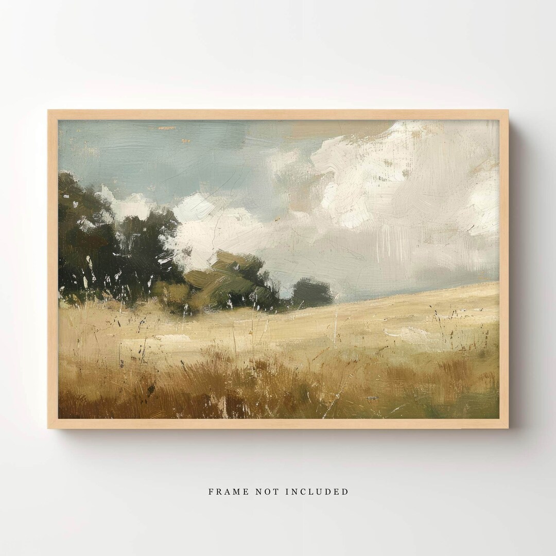 Amber Field Landscape Art Print: Cloud Painting Wall Art - Etsy