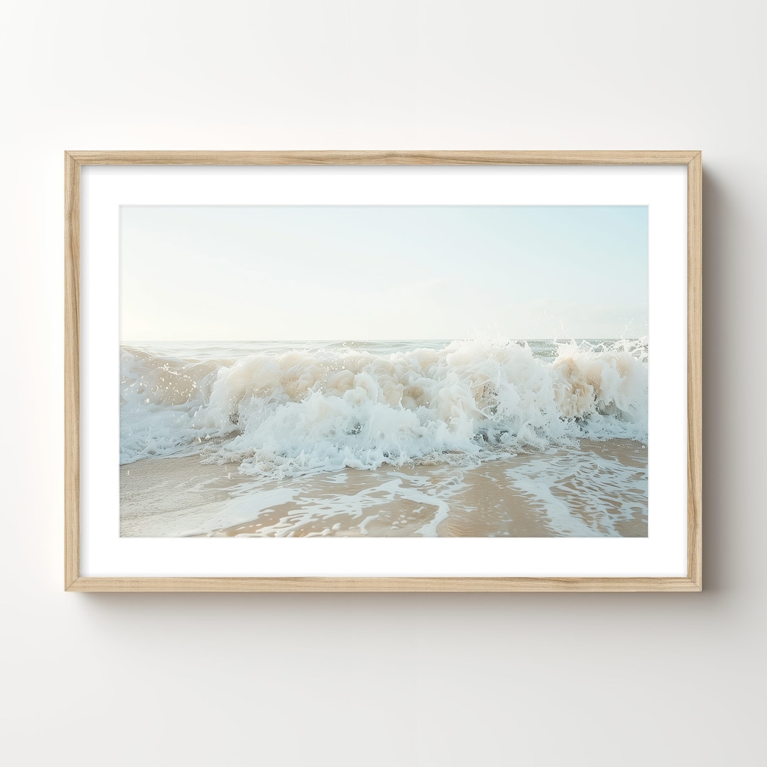 Beach Wave Art Print: Neutral Ocean Photography, Ready to Hang - Etsy