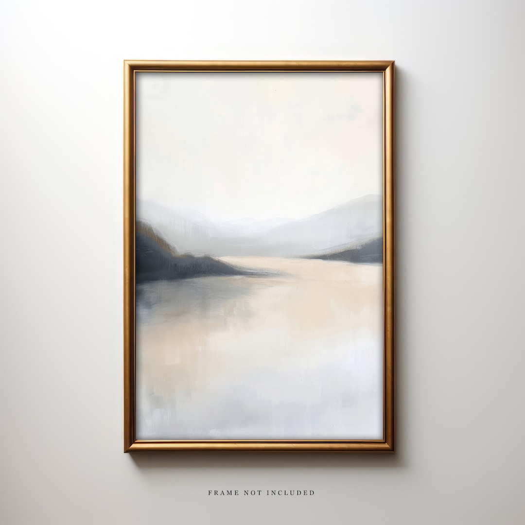 Abstract Lake Landscape Print: Neutral Wall Art - Etsy