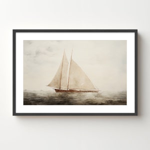 Plank & Pillow | Framed Sailboat Painting | Nautical Art | Neutral ...