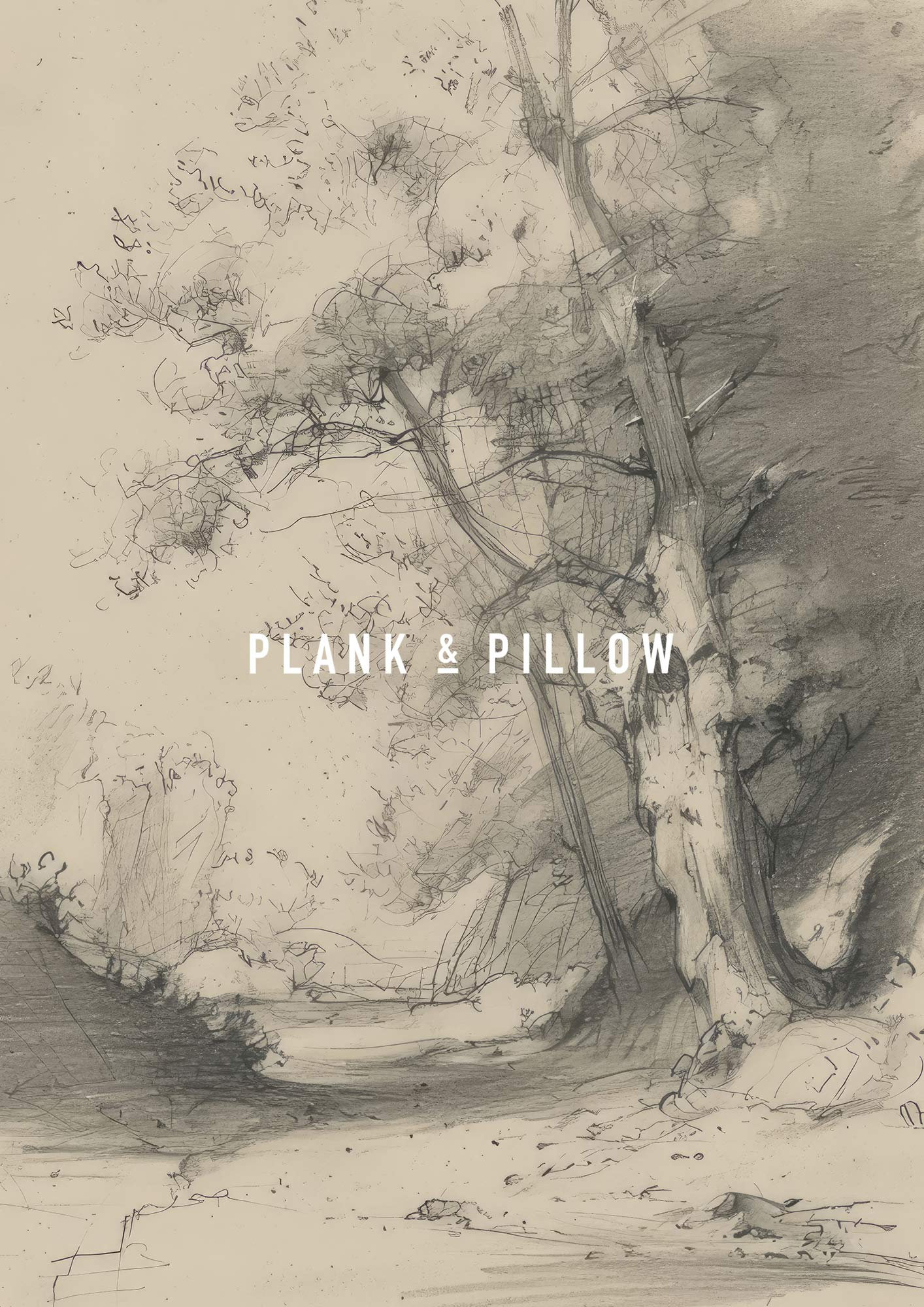 Plank & Pillow Tree Drawing Tree Sketch Nature Art Large Print Vintage ...