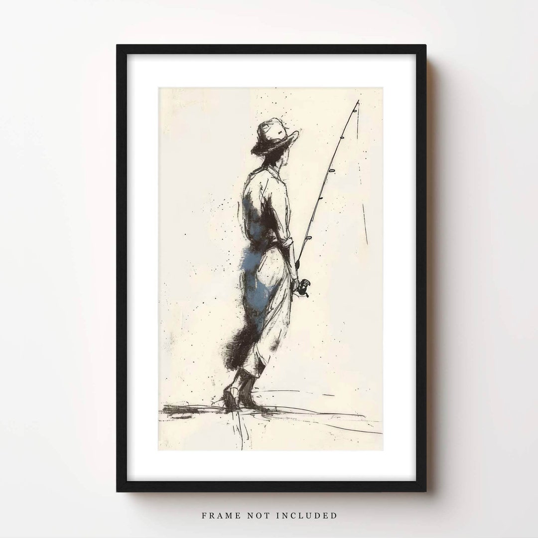 Plank & Pillow Fisherman Sketch | Drawing | Coastal Art | Large Print ...