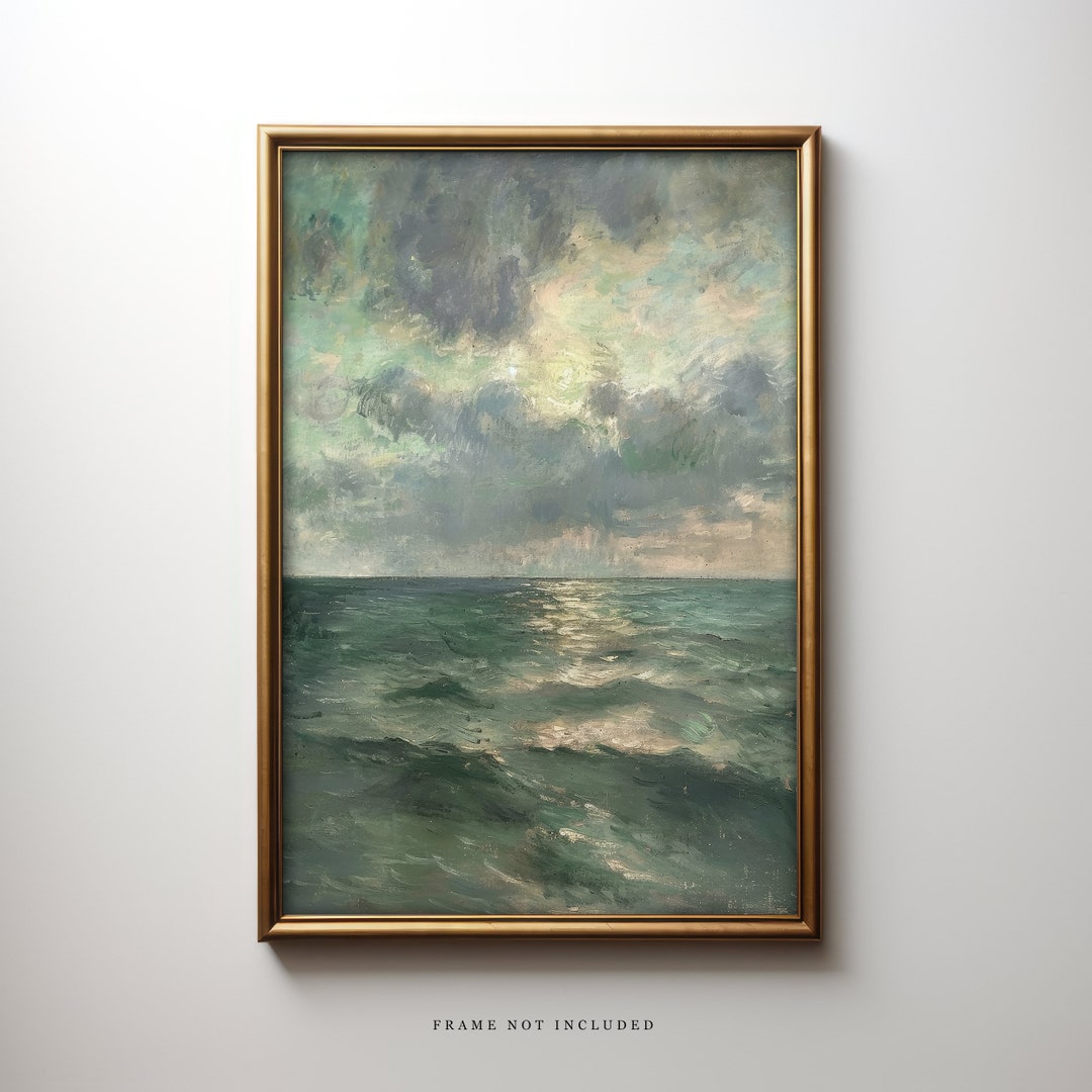 Vintage Seascape Painting: Ocean Print, Nautical Wall Art - Etsy
