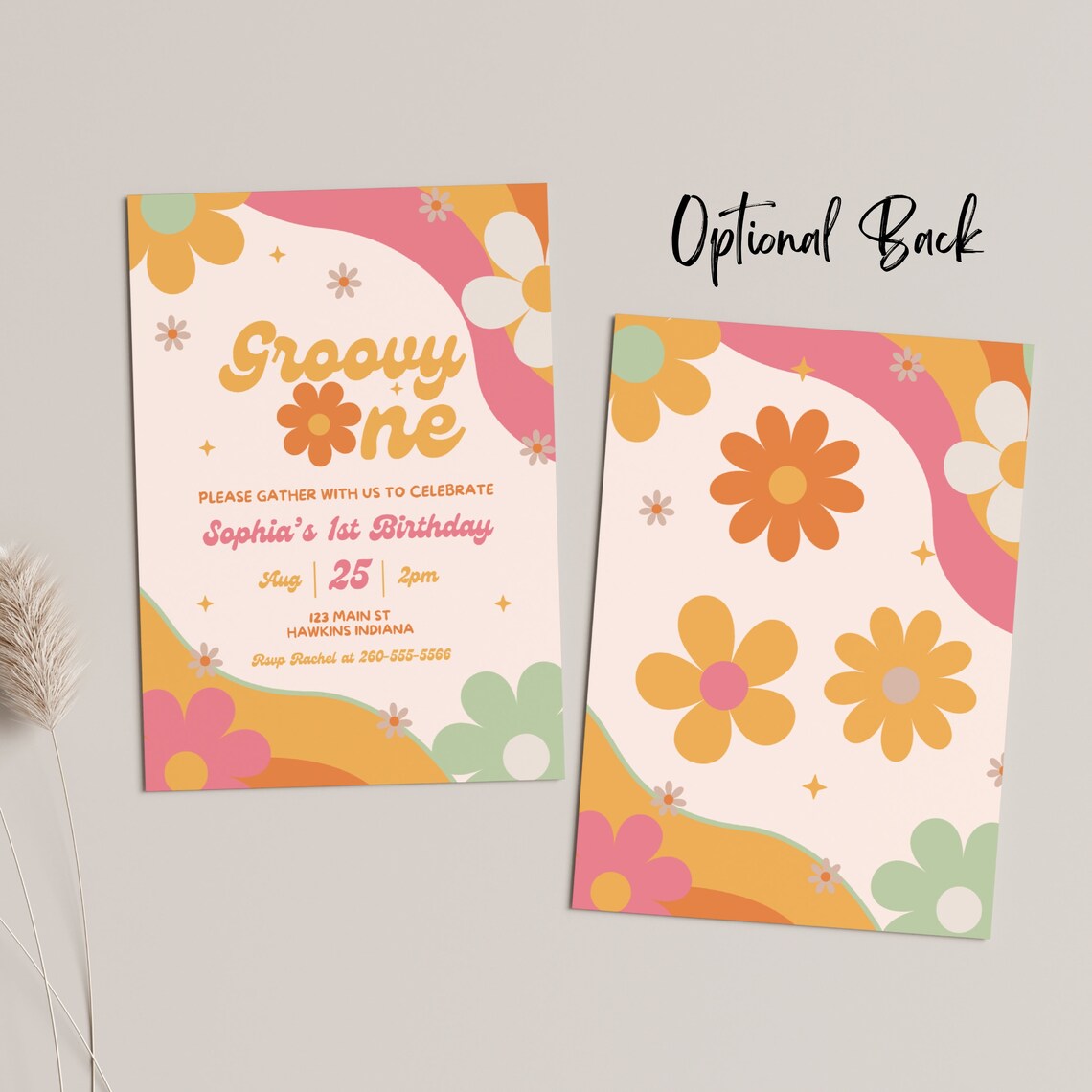 Groovy ONE Birthday Invitation Template, Groovy One Invitation, Groovy ...