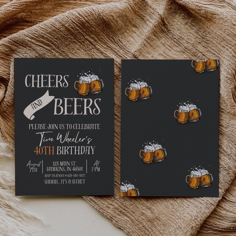 Cheers and Beers Beer Birthday Invitation Evite Birthday - Etsy