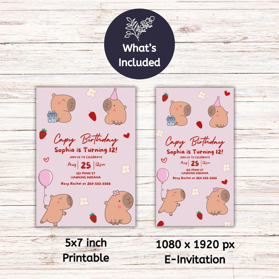 Editable Capybara Birthday Invite, Capybara Invitation, Capy Birthday ...