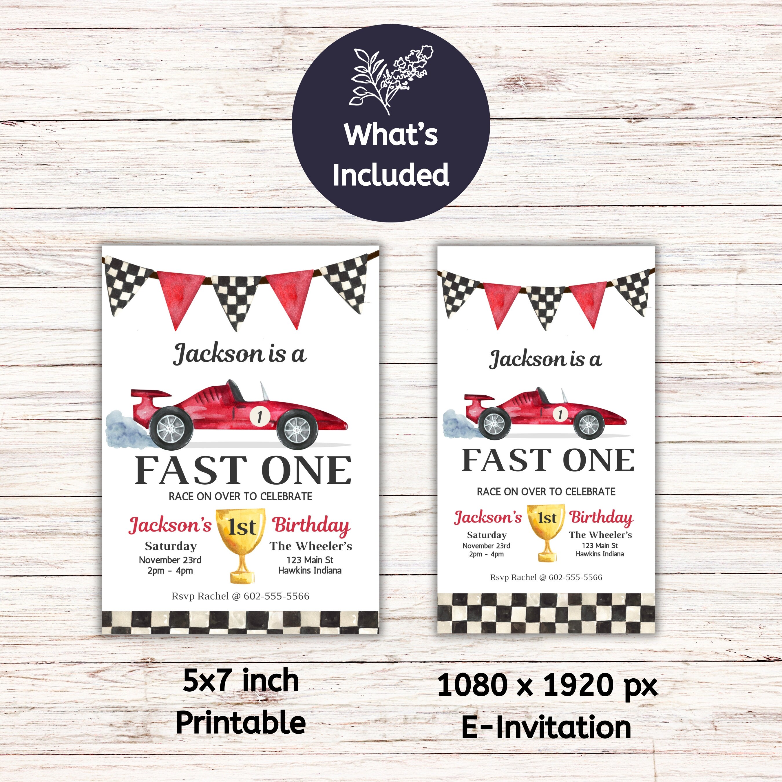 Fast ONE Invitation Template, A Fast ONE Invitation, Vintage, Race Car ...