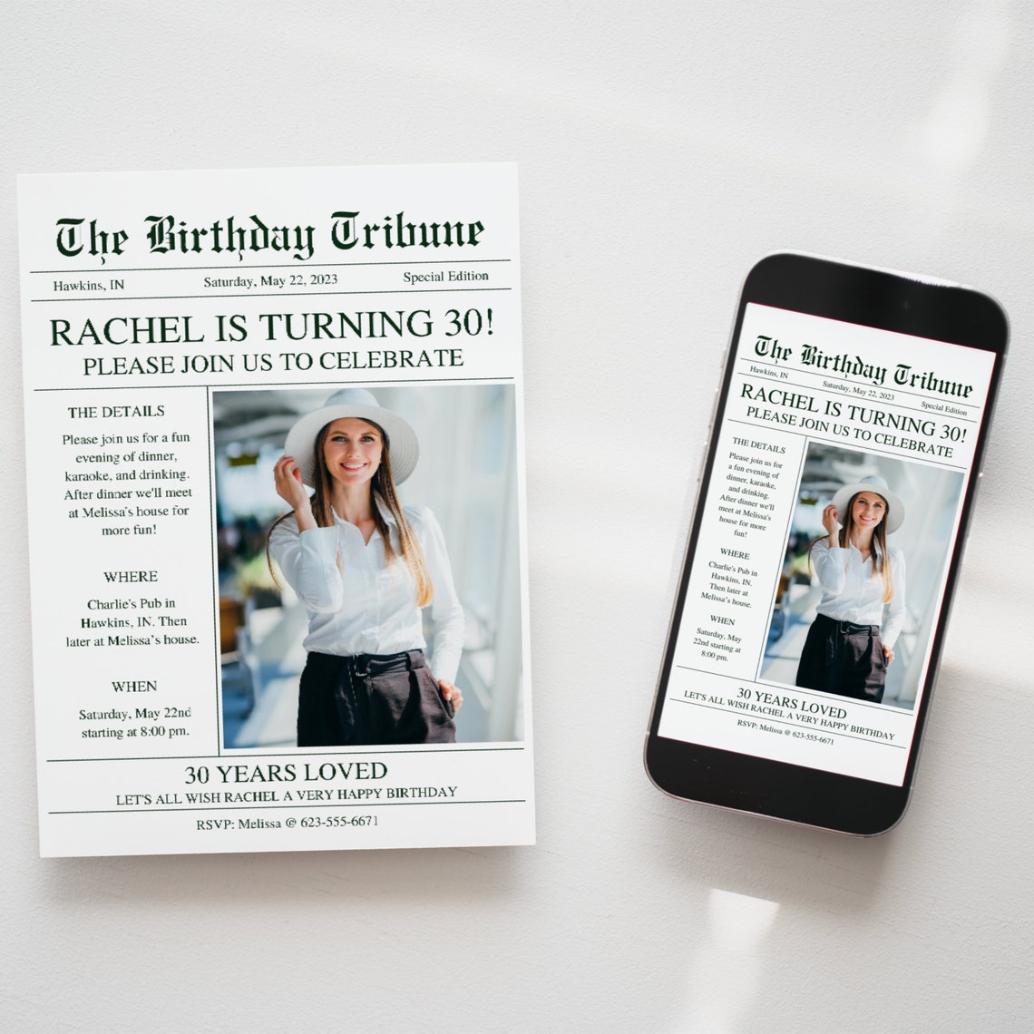 Newspaper Birthday Invitation Template, Newspaper Birthday Evite ...