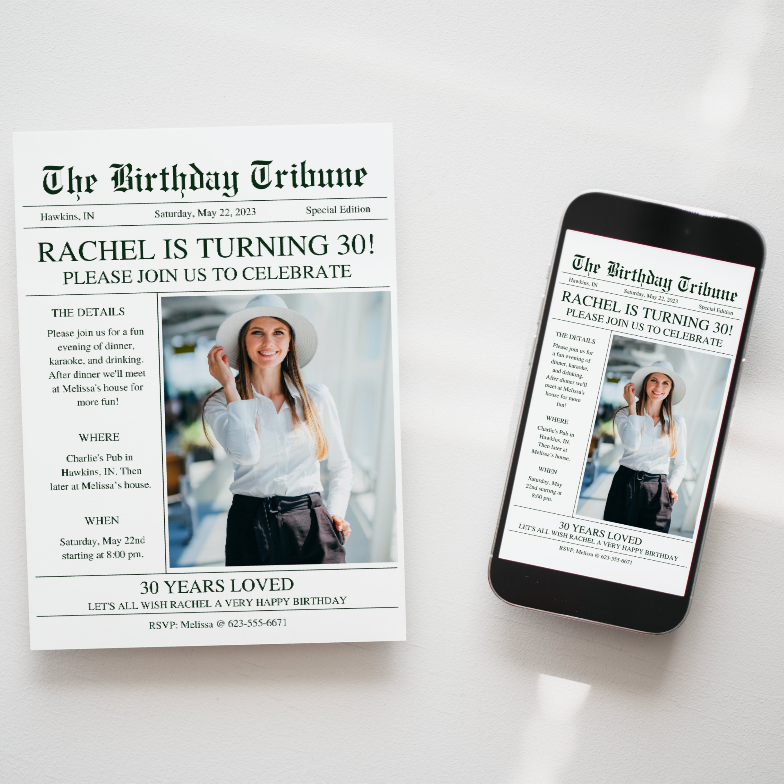 Newspaper Birthday Invitation Template, Newspaper Birthday Evite ...