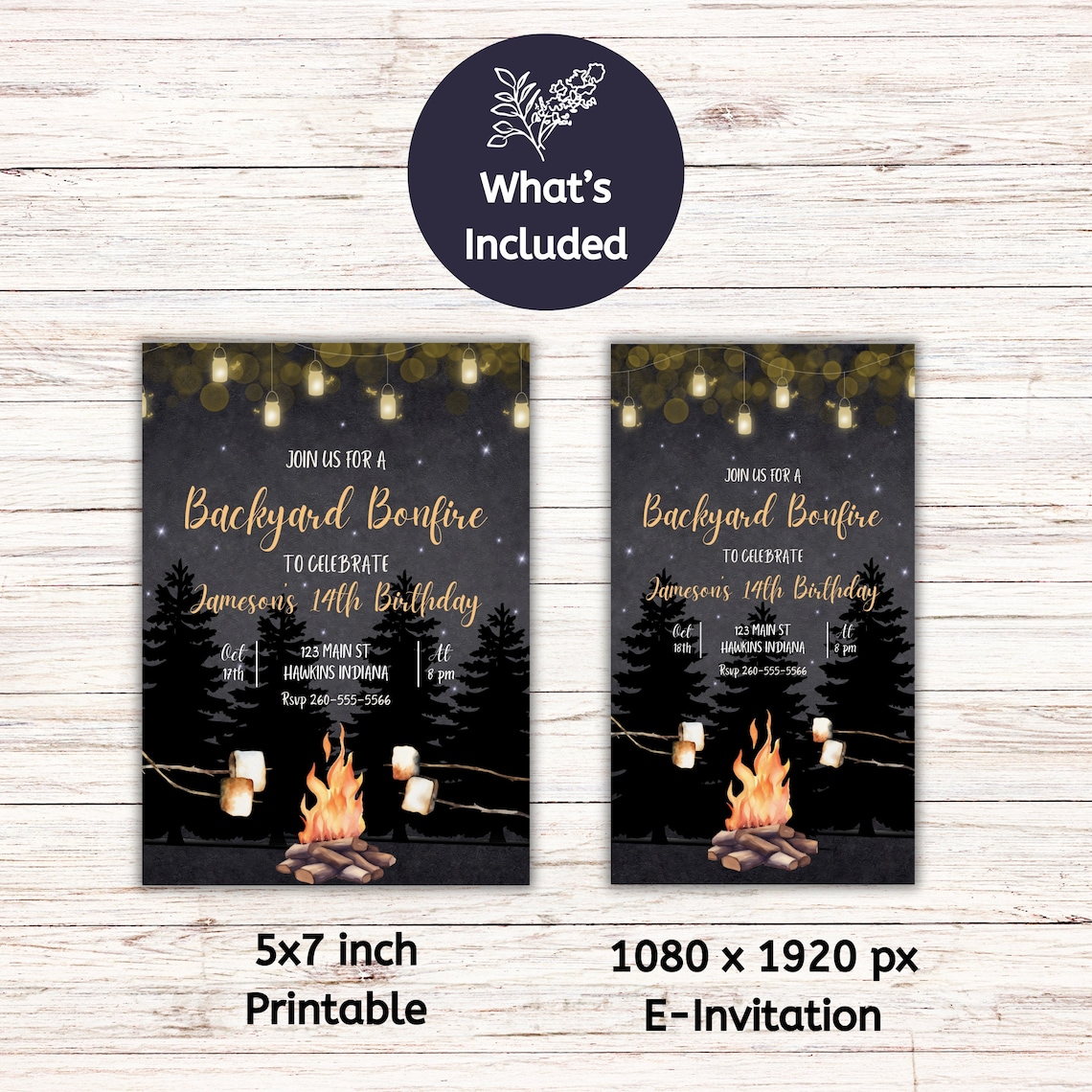 Bonfire Birthday Invitation, Bonfire Birthday Party Invite, Bonfire ...