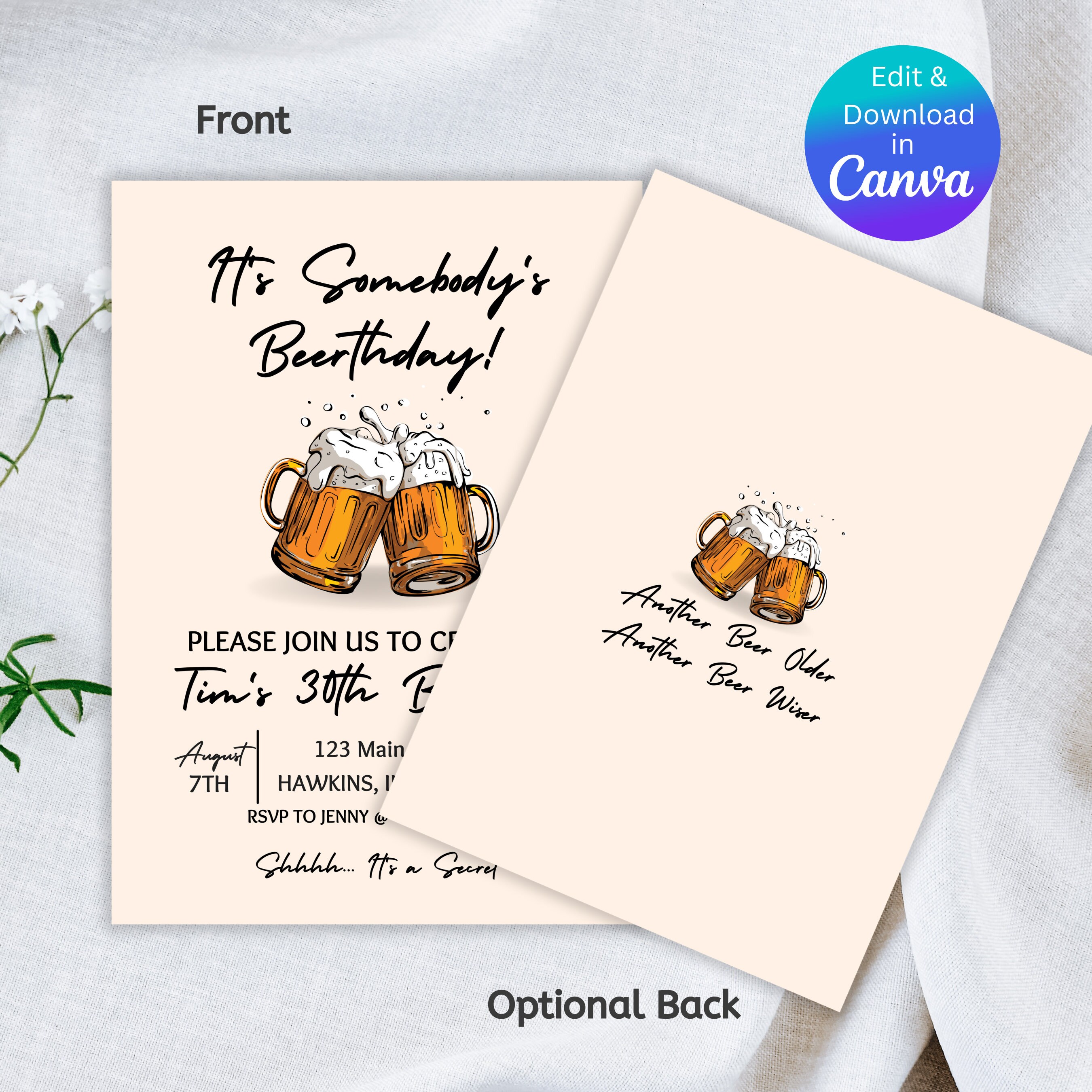 Beer Birthday Invitation, Evite Birthday Cheers and Beers, Beer ...