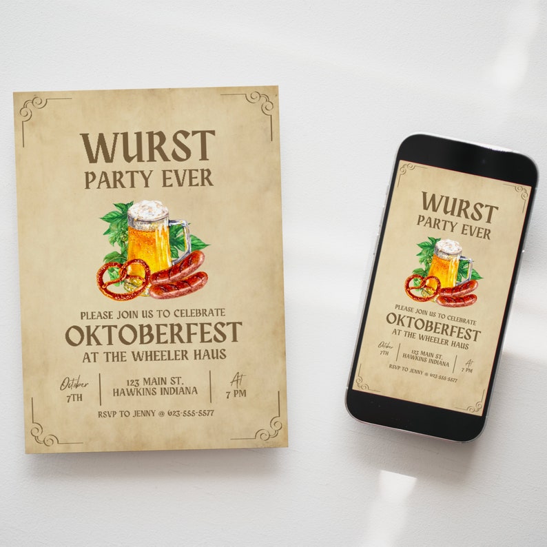 Wurst Party Ever Invitation Template, Wurst Party Invite, Oktoberfest ...