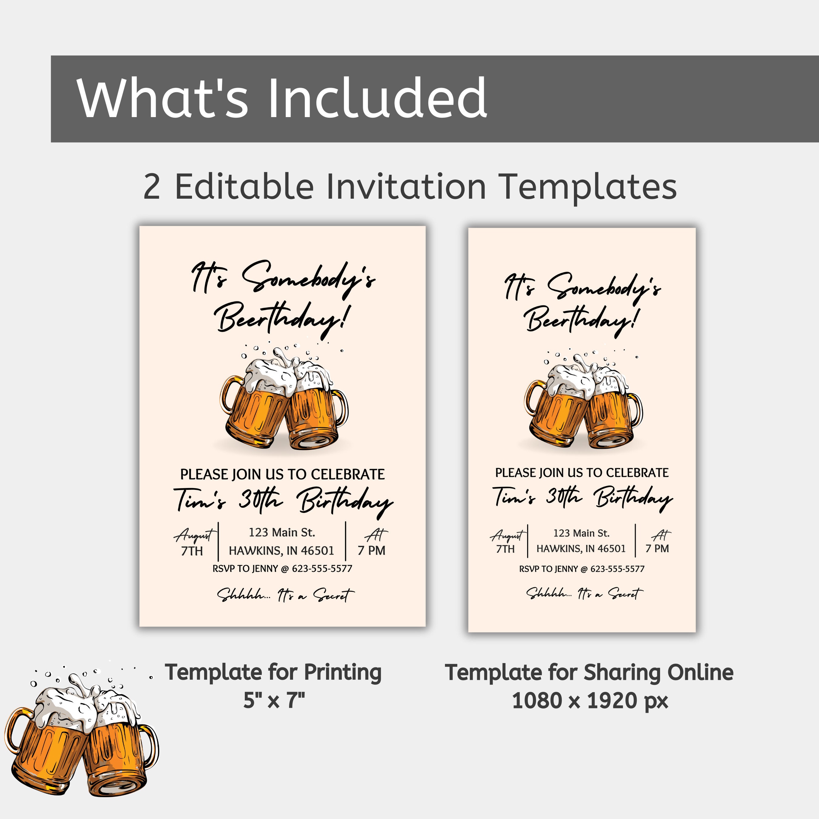 Beer Birthday Invitation, Evite Birthday Cheers and Beers, Beer ...