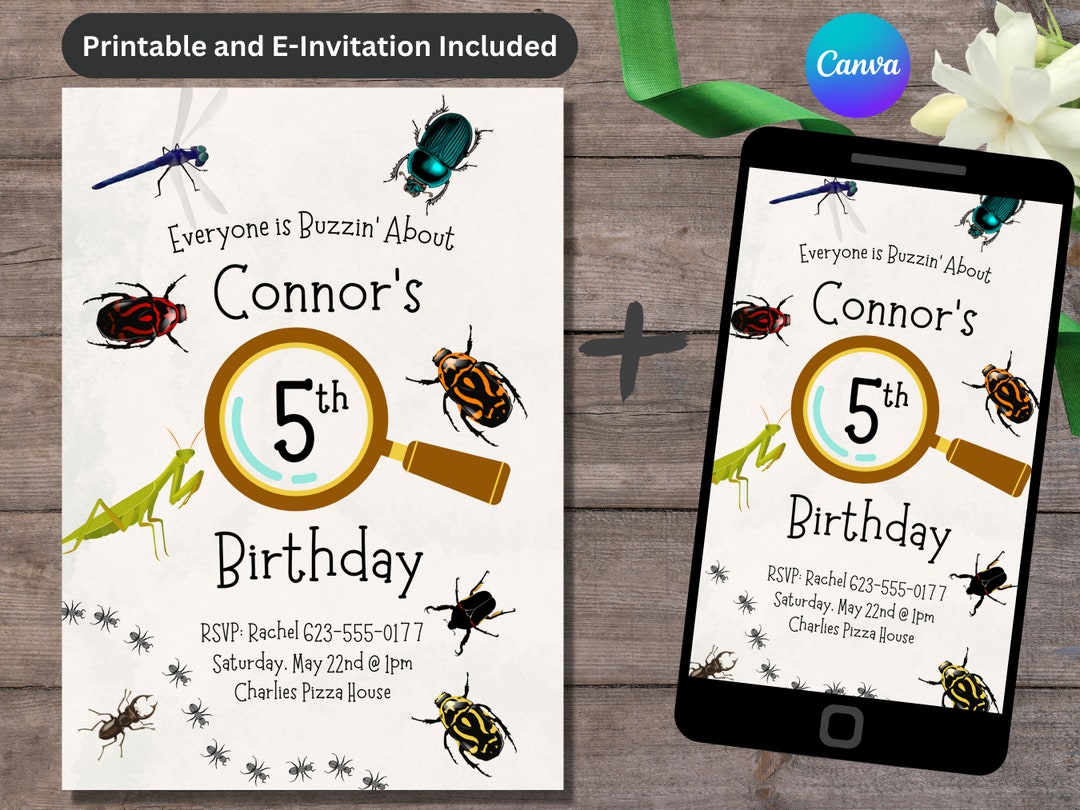 Bug Invitation, Bug Birthday Invitation, Bugs Birthday Invitation, Bugs ...