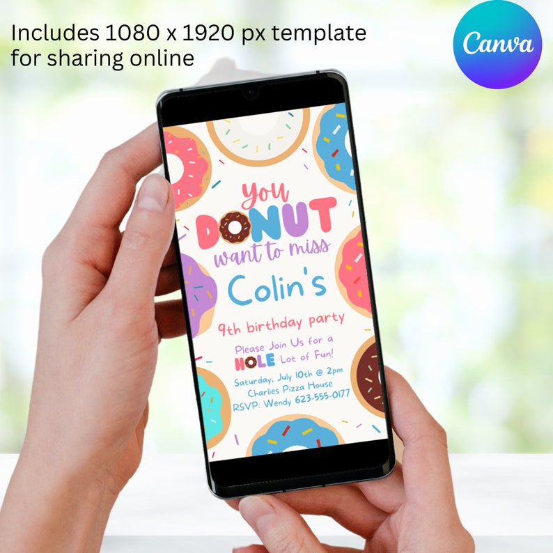 Donut Birthday Invitation, Editable Donut Birthday Invite, Doughnut ...