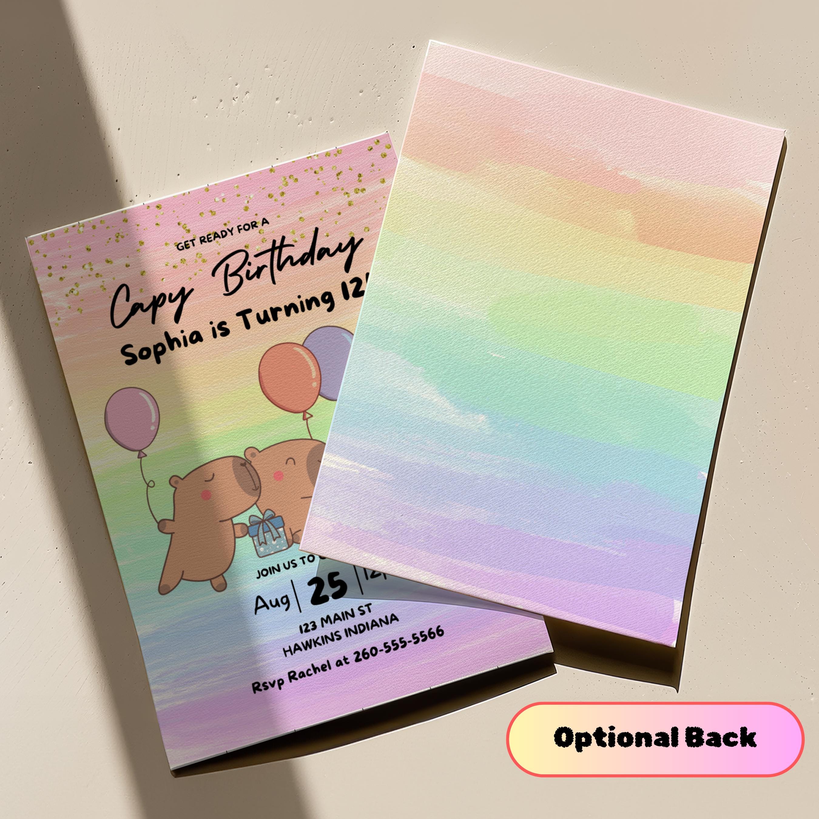 Editable Capybara Invitation, Capy Birthday Invitation, Capybara ...